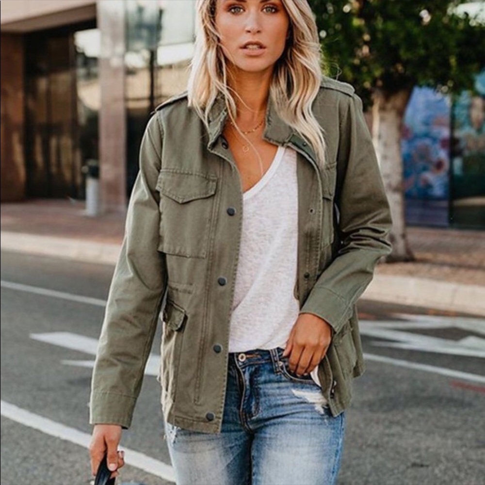 Gap Olive Green Cargo Jacket Parka Oversized Small - Gem